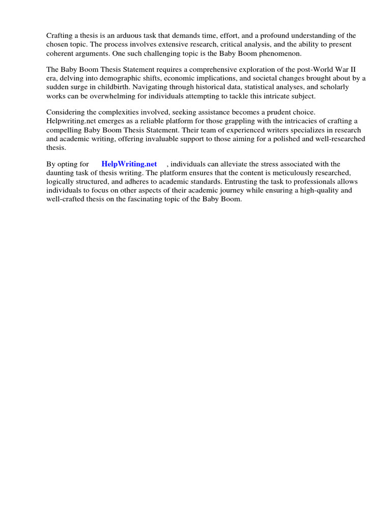Baby Boom Thesis Statement | PDF | Thesis | Essays