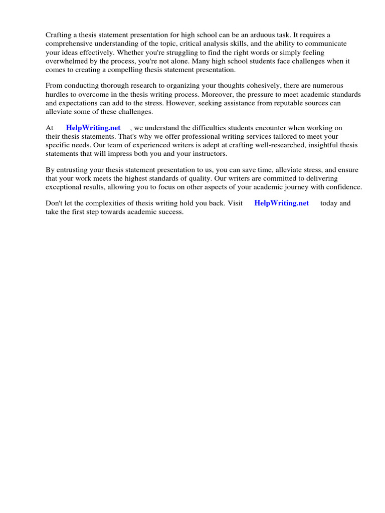 Thesis Statement PPT High School | PDF | Essays | Thesis
