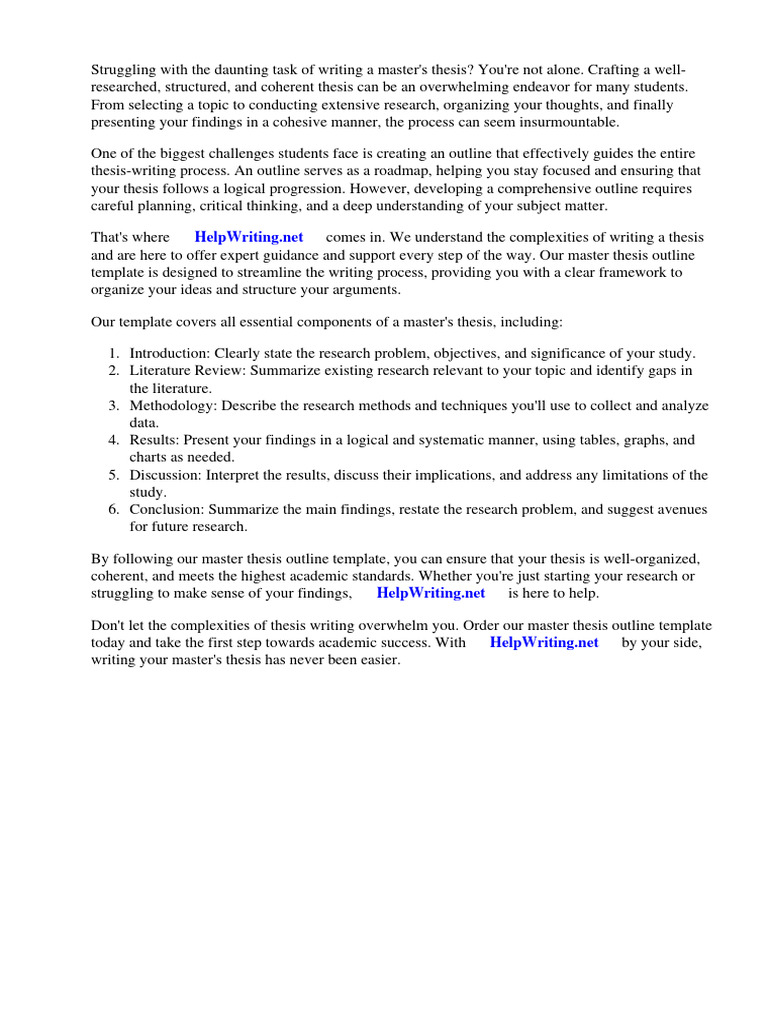 Master Thesis Outline Template | PDF | Thesis | Capitalism