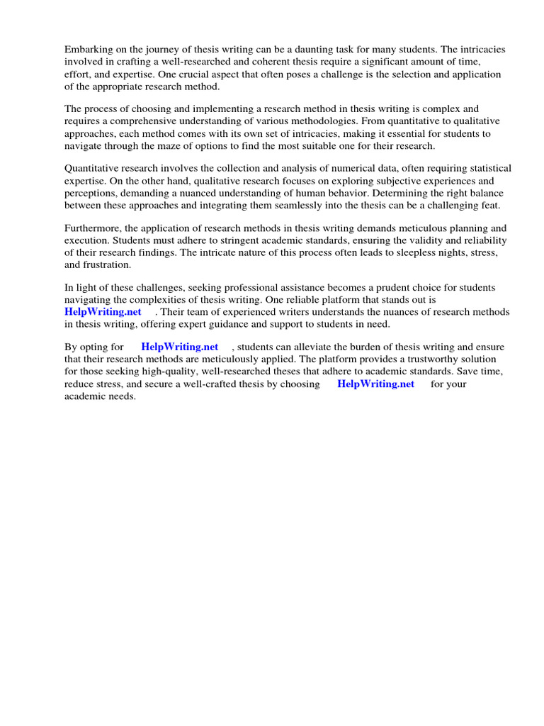 Research Method in Thesis Writing | PDF | Methodology | Thesis