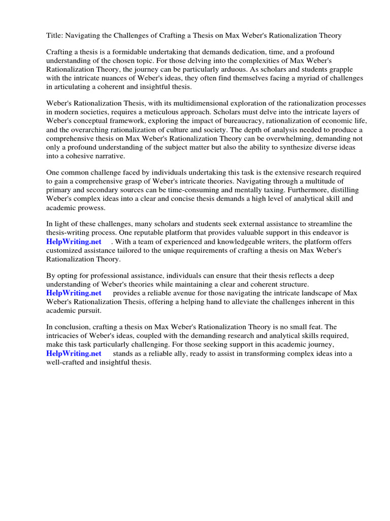 Crafting a Thesis on Weber's Rationalization | PDF | Max Weber | Sociology