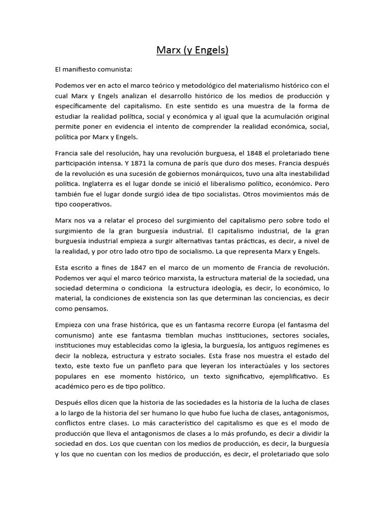 Análisis del Manifiesto Comunista de Marx | PDF | Emile Durkheim ...