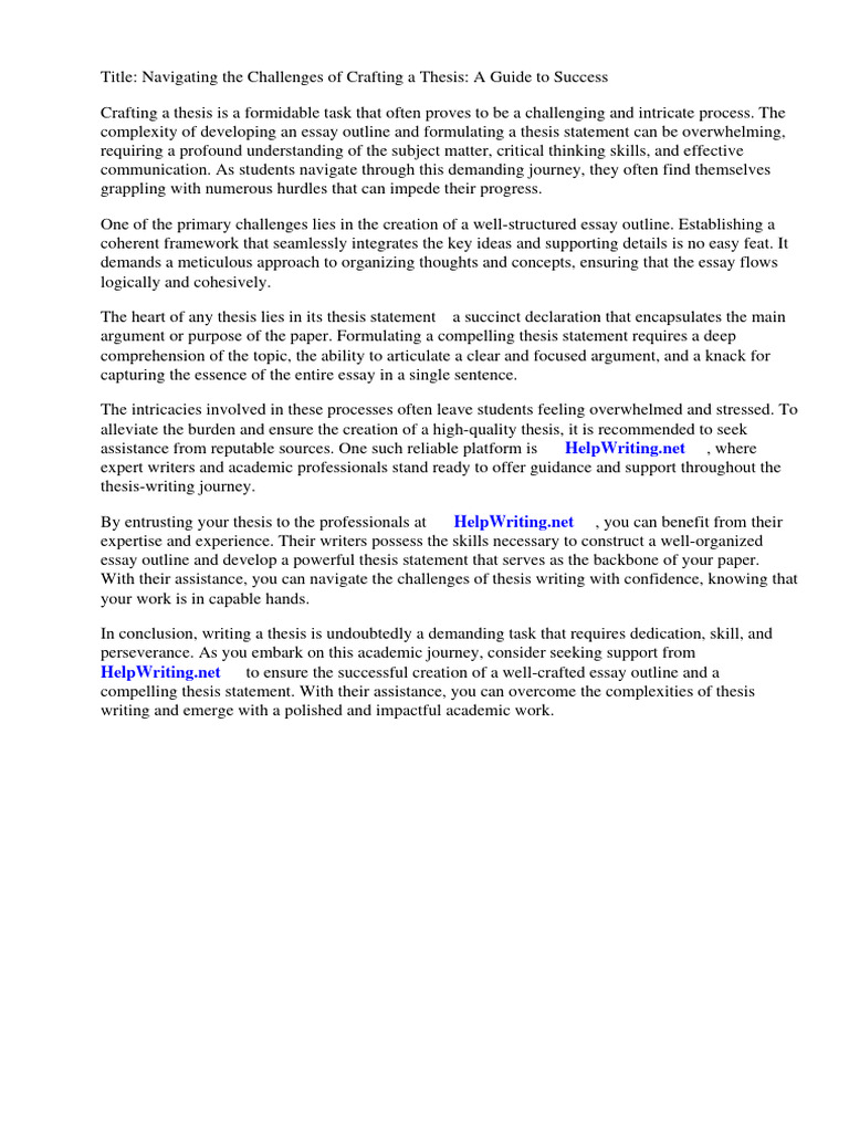 Essay Outline Thesis Statement | PDF | Essays | Thesis