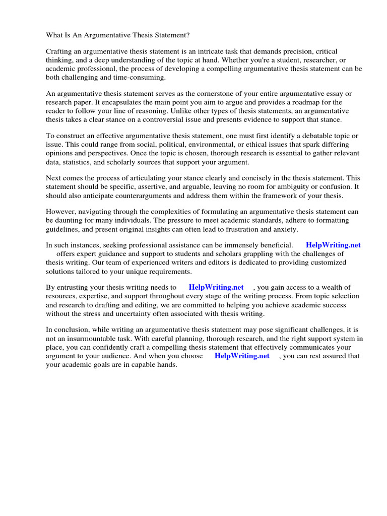 What Is An Argumentative Thesis Statement | PDF | Essays | Argument