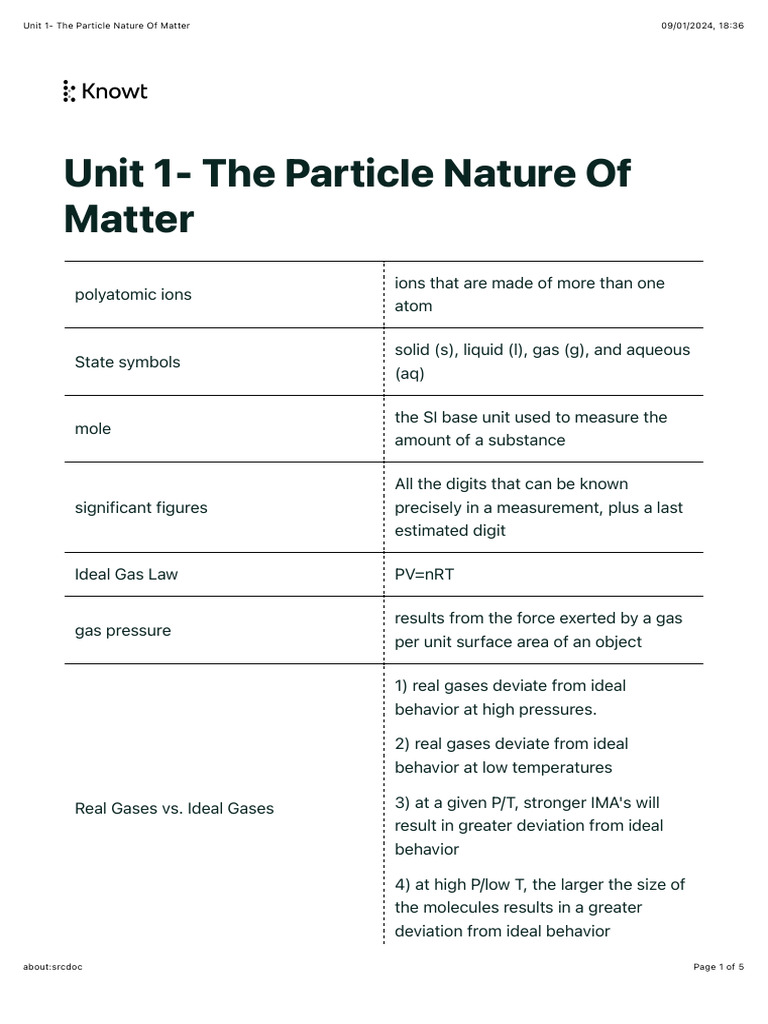 Particle Nature of Matter Overview | PDF | Gases | Temperature