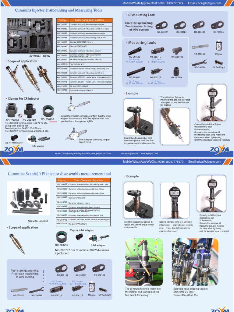 ZQYM Fuel Injector and Pump Tool Set Catalogue 2023.06 Zip | PDF | Fuel Injection | Screw