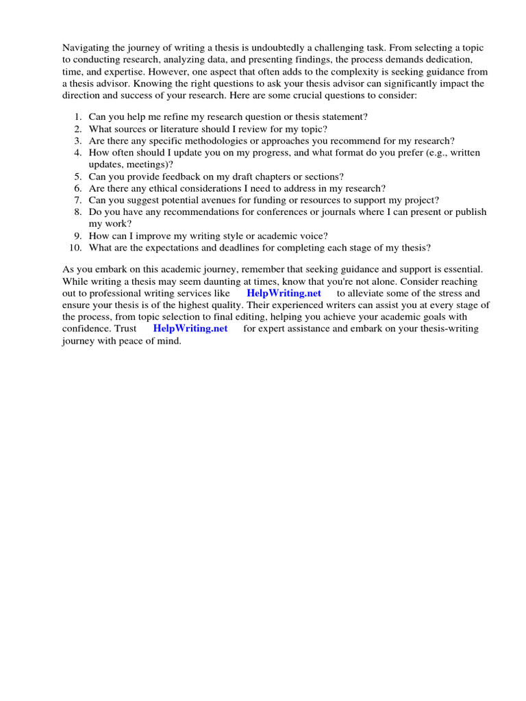 Questions To Ask Thesis Advisor | PDF | Thesis | Essays