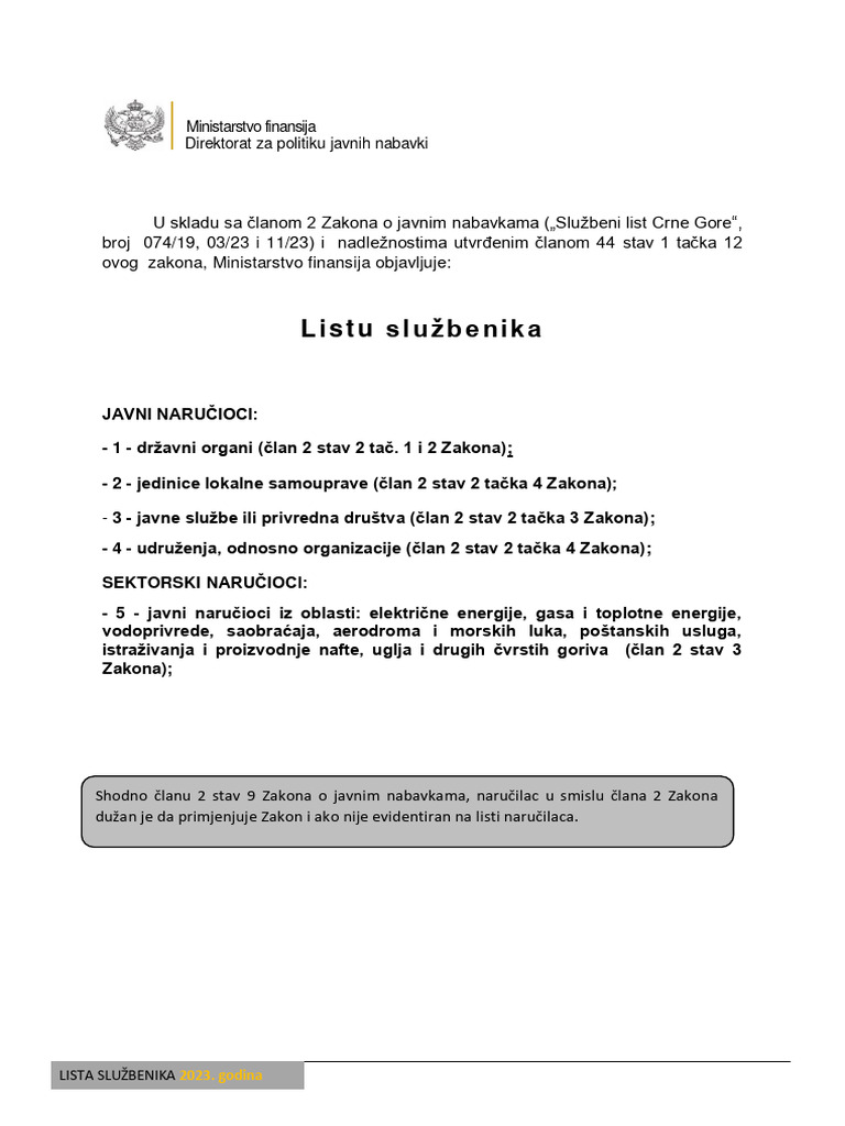 Lista Sluzbenika 2023 3 | PDF