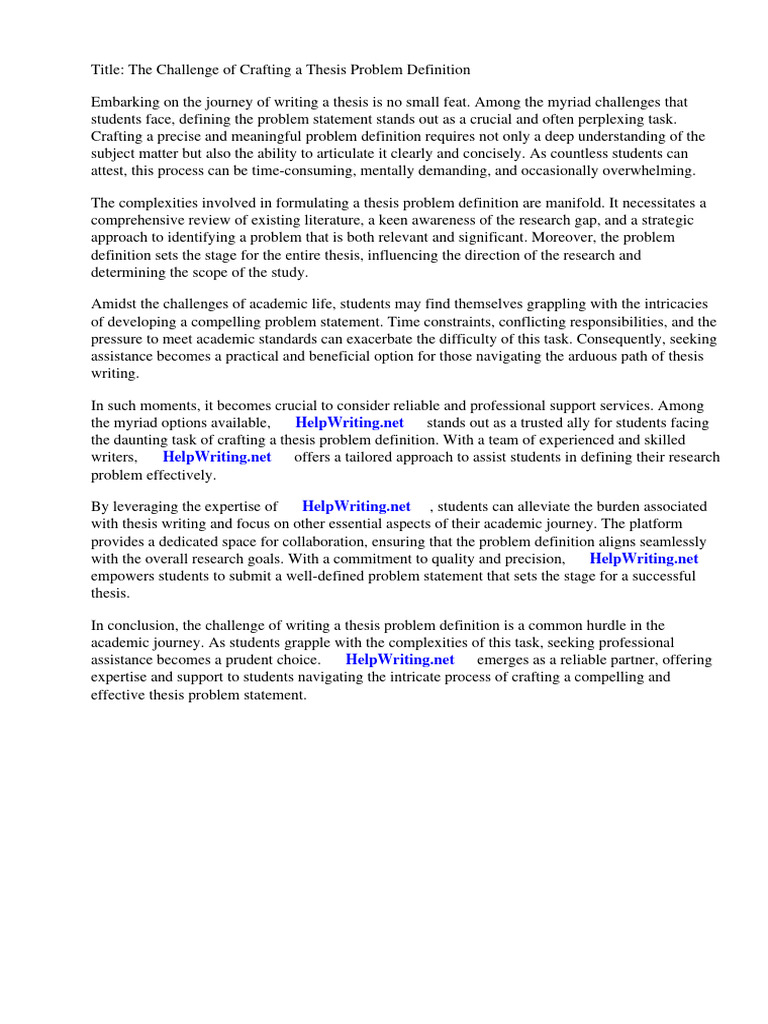 Thesis Problem Definition | PDF | Thesis | Theory