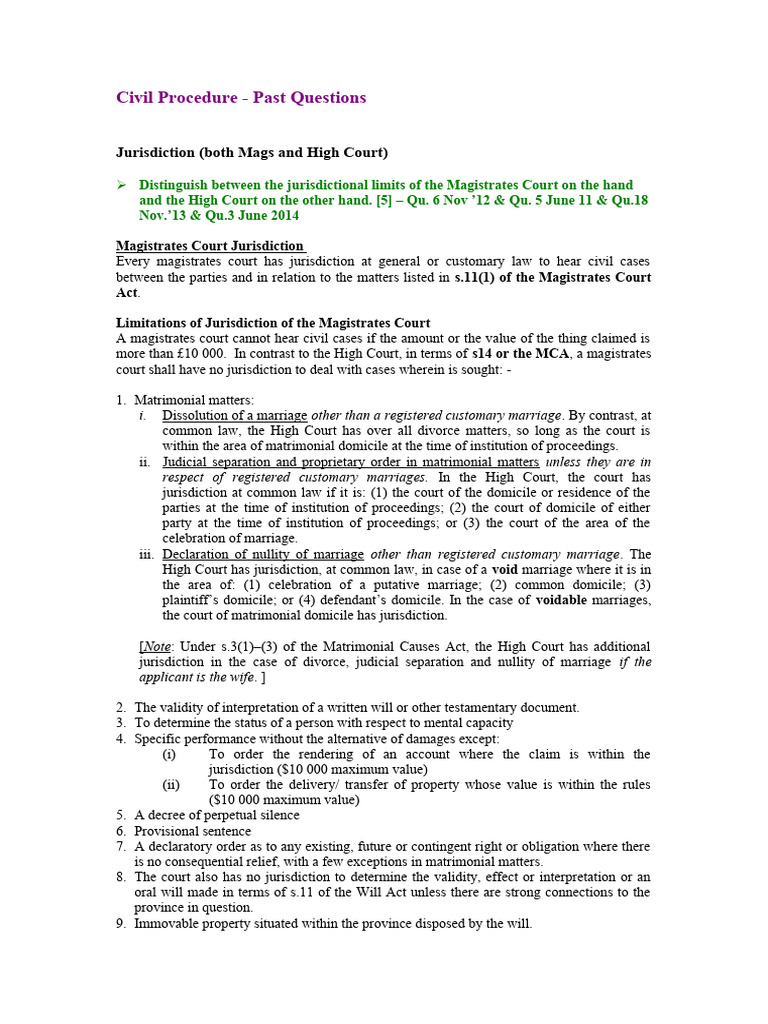 Civil Proc Past Questions | PDF | Default Judgment | Judgment (Law)