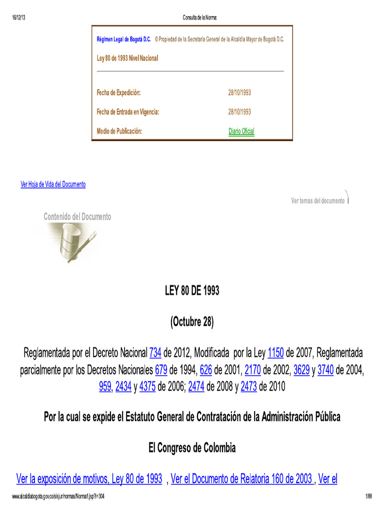 Ley 80 de 1993 | PDF