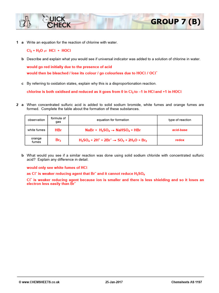Chemsheets AS 1197 QC Group 7 B ANS | PDF