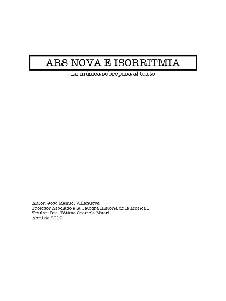 ARS NOVA E ISORRITMIA La Musica Sobrepas | PDF | Acorde (Música) | Ritmo