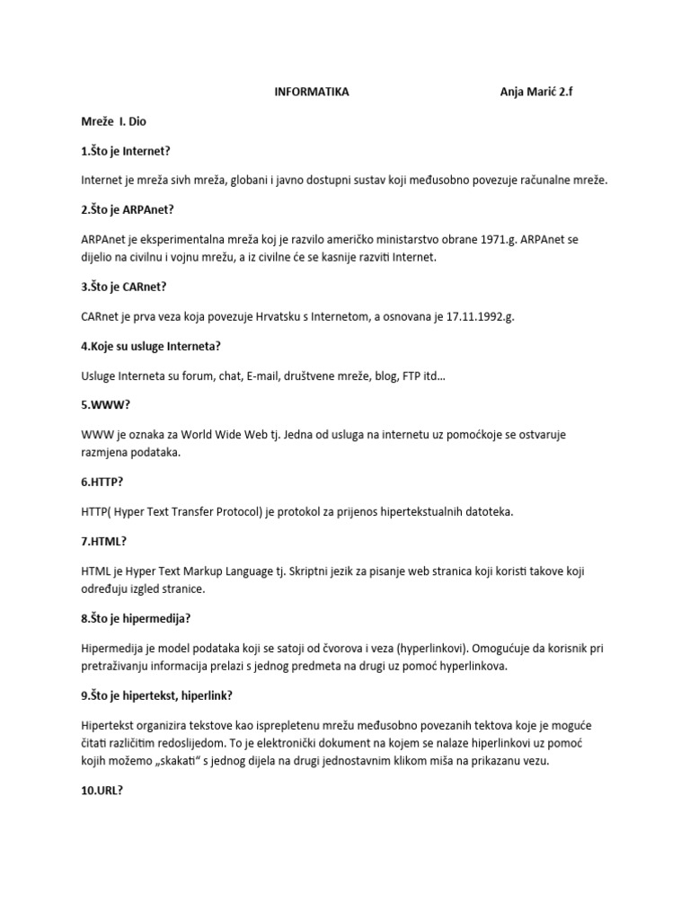 INFORMATIKA Anja Marić 2 | PDF