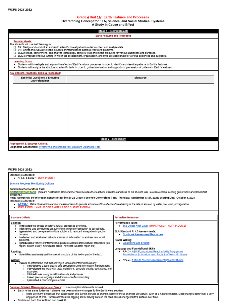 Grade 4 Earth Features & Processes Unit | PDF | Rock (Geology ...