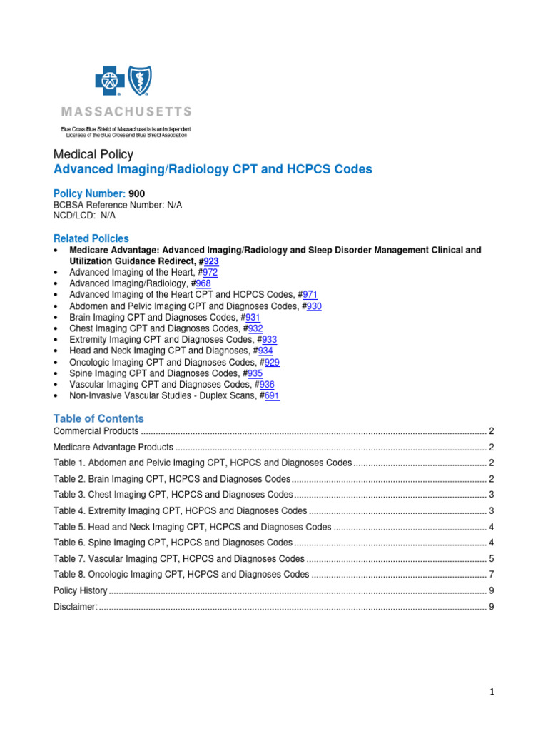 900 AIM High Technology Radiology Management Program CPT and HCPCS ...