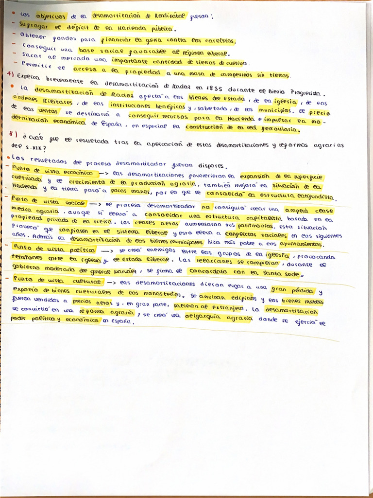 Preguntas Tema 7 Transformaciones Económicas y Sociales en La España Del Siglo XIX (25 Ene 2024 ...