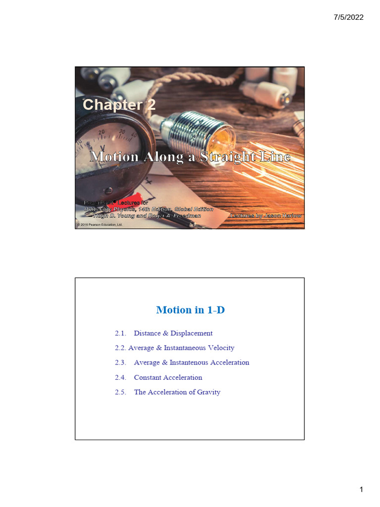 Chapter2 One DimensionalMotion 2022 (1) | PDF | Velocity | Acceleration