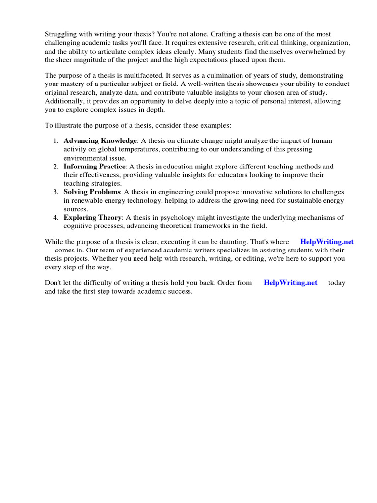 Thesis Purpose Examples | PDF | Thesis | Essays