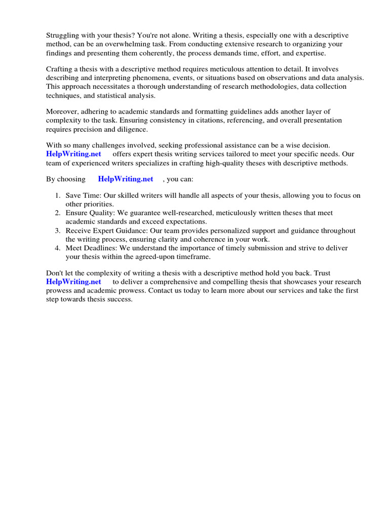 Thesis With Descriptive Method | PDF | Methodology | Survey Methodology