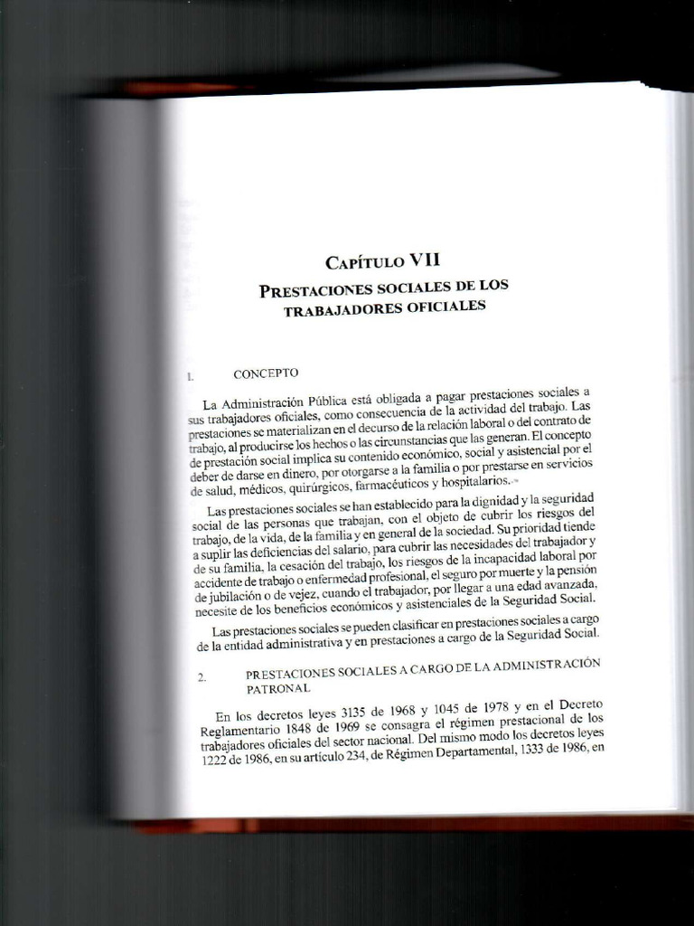 Capitulo Vii Prestaciones Sociales de Los Trabajadores Oficiales | PDF