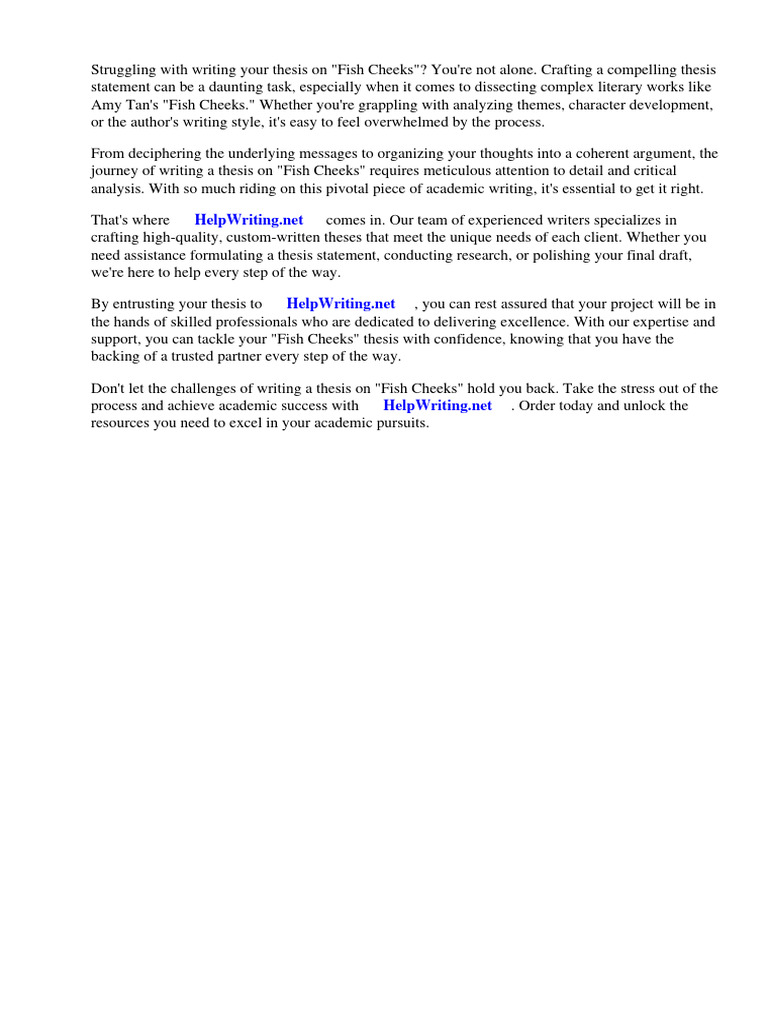 Fish Cheeks Thesis Statement | PDF
