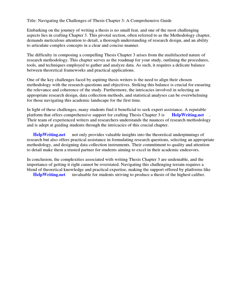 How To Write Thesis Chapter 3 | PDF | Methodology | Thesis