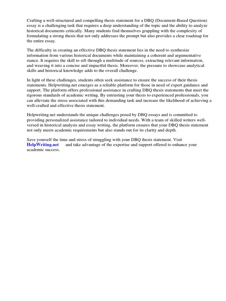 Good DBQ Thesis Statements | PDF | Essays | Thesis