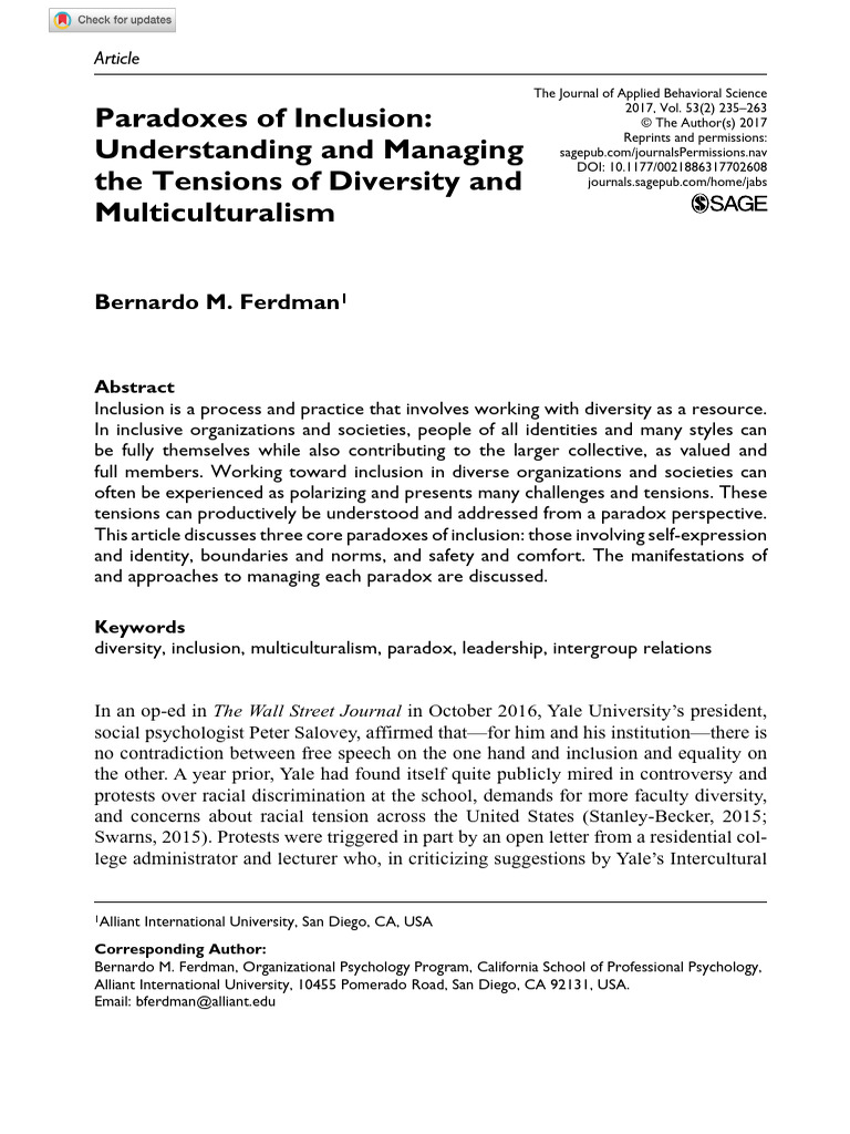 Ferdman-Inclusion Paradoxes 2017 | PDF | Identity (Social Science ...