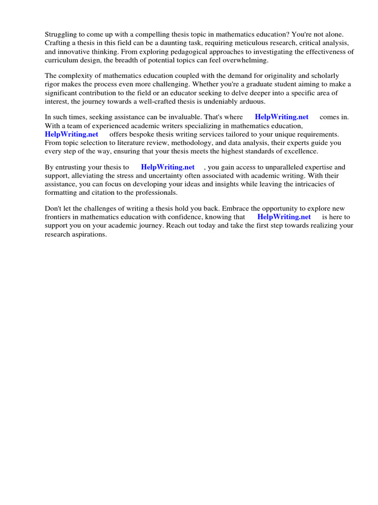 Thesis Topics in Mathematics Education | PDF | Thesis | Mathematics