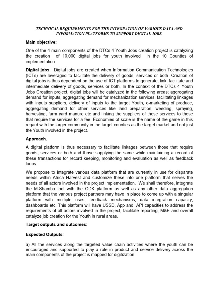 Technical Requirements For The Integration of Various Data and ...