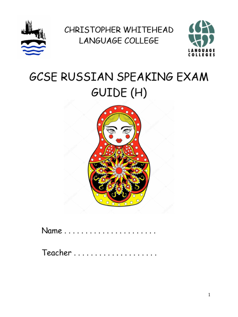 RUSSIAN Speaking Booklet Higher | PDF | Question | Communication
