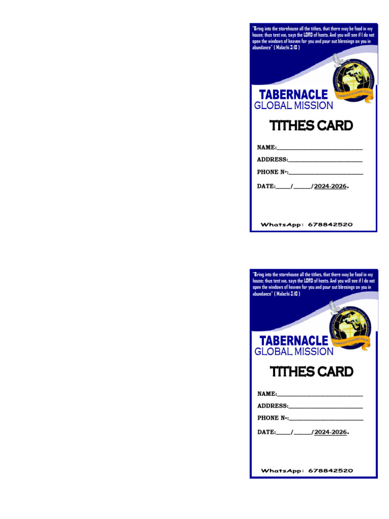 Tithe Card 1 | PDF