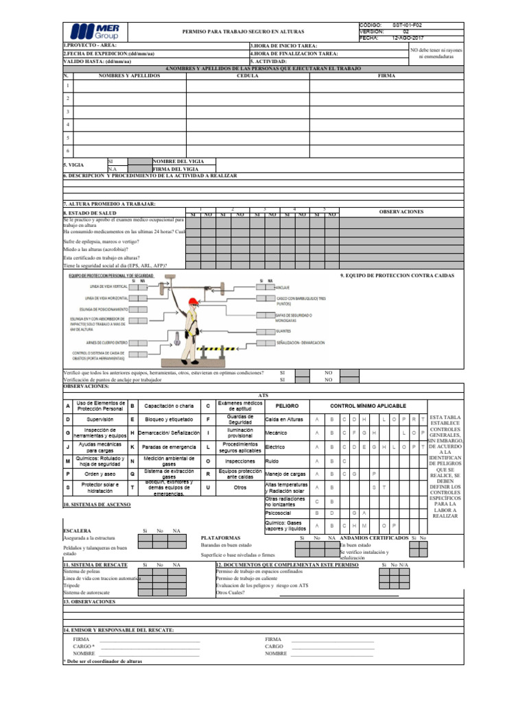 F-SGSST-004 Lista de Chequeo Trabajo en Alturas | PDF | Andamio