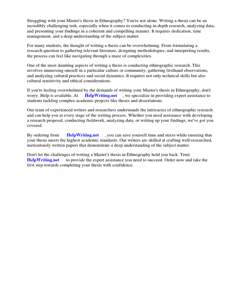 Master Thesis Ethnography | PDF | Ethnography | Anthropology