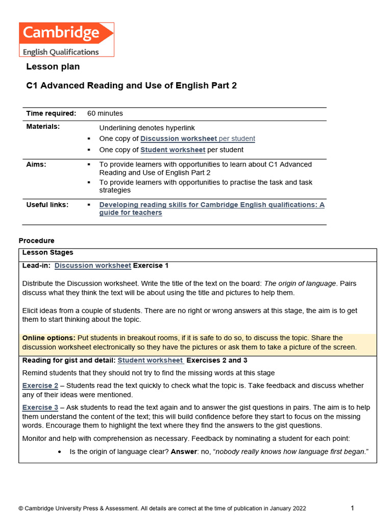 c1 Advanced Reading and Use of English Part 2 | PDF | Question ...