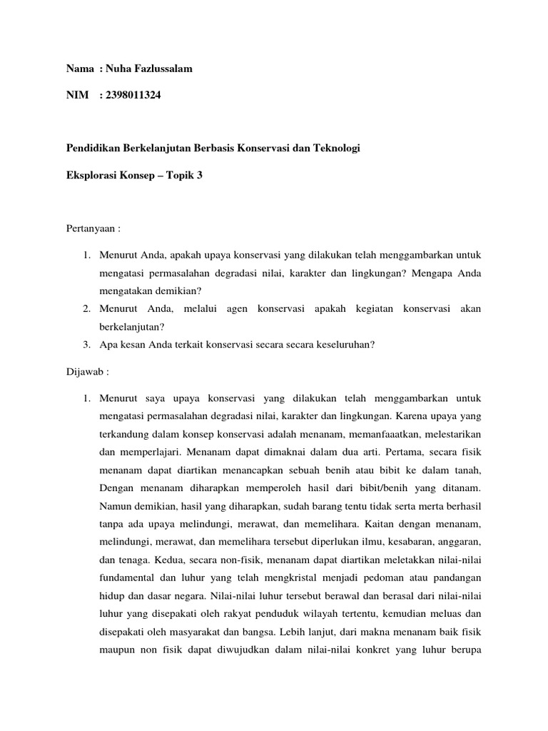 Nuha Fazlussalam - Eksplorasi Konsep - Topik 3 - LK Individu-1 | PDF | Karier & Perkembangan ...