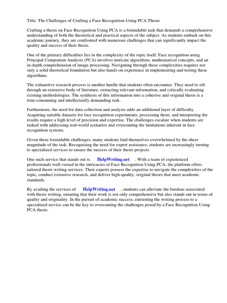 Face Recognition Using Pca Thesis | Download Free PDF | Principal ...
