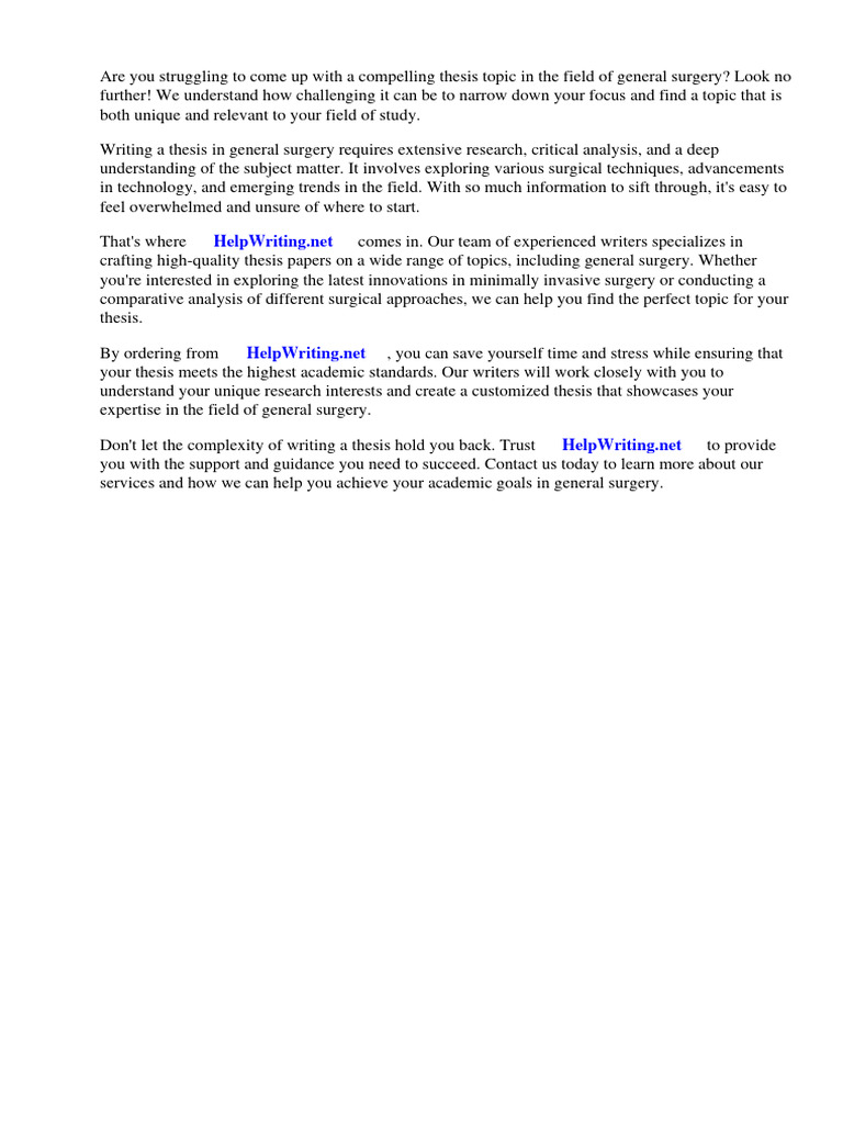General Surgery Thesis Topics List | PDF | Surgery | Thesis
