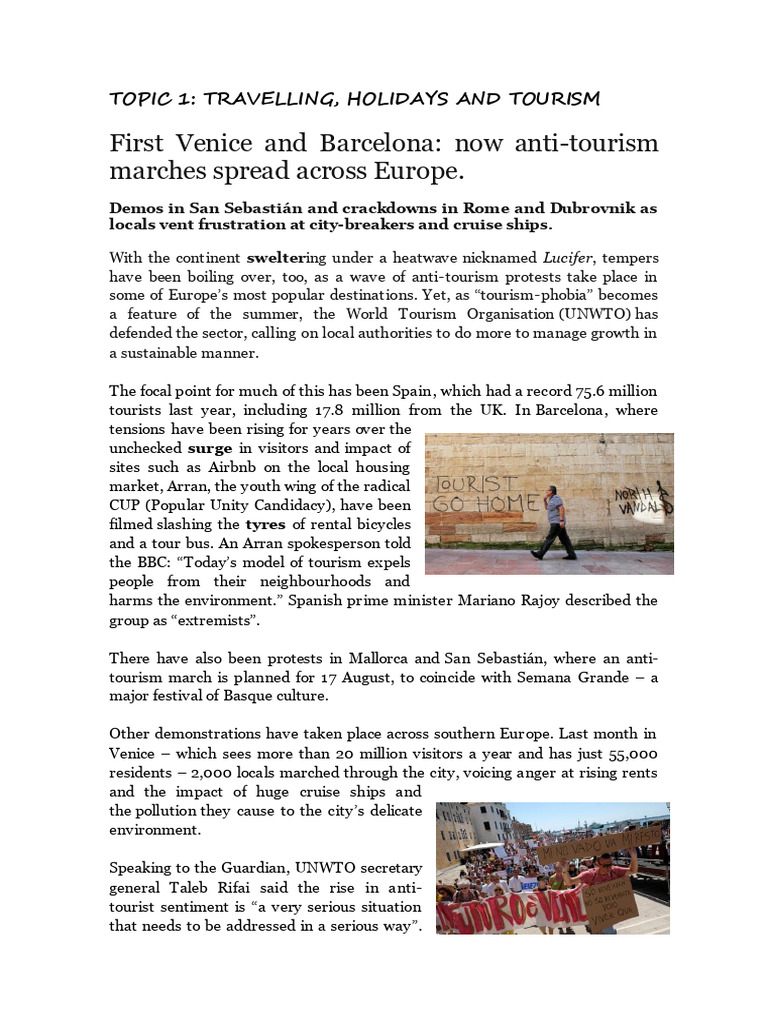 TOPIC 1 TRAVELLING HOLIDAYS - TOURISM - Mass Tourism | PDF | Tourism ...