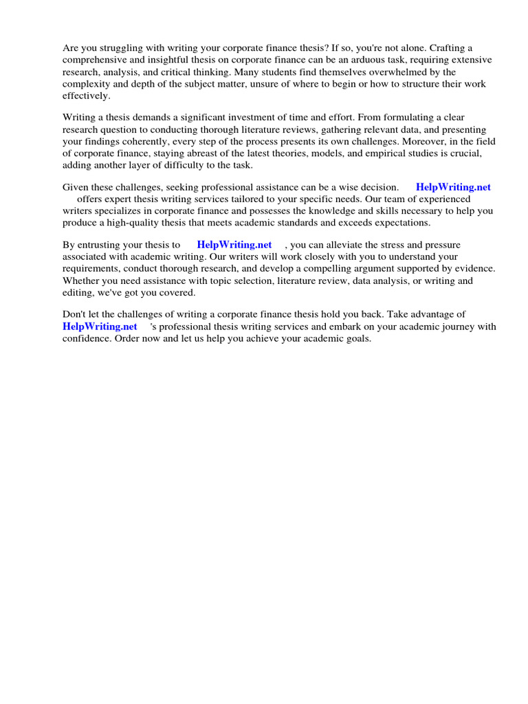 Corporate Finance Thesis PDF | PDF | Foreign Direct Investment | Investing