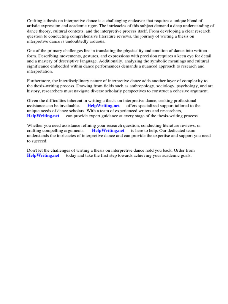 Thesis Interpretive Dance | PDF | Dances | Essays