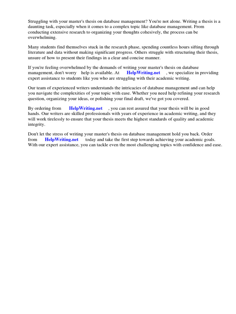 Thesis Help for Database Management | PDF | Thesis | Databases