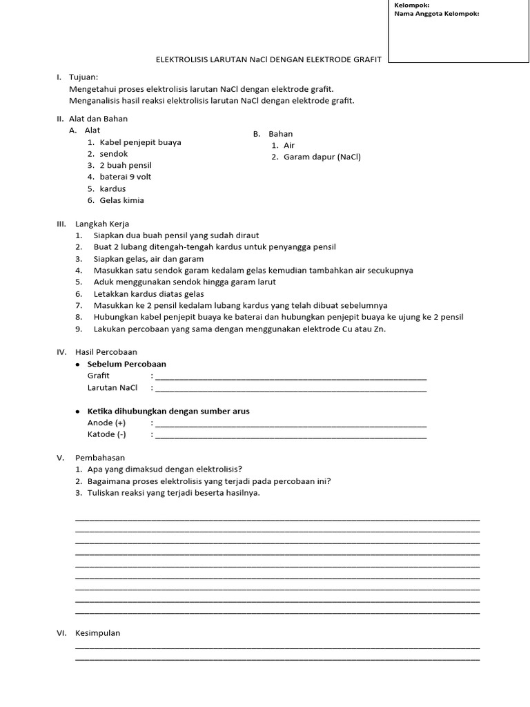Eksperimen Elektrolisis NaCl | PDF