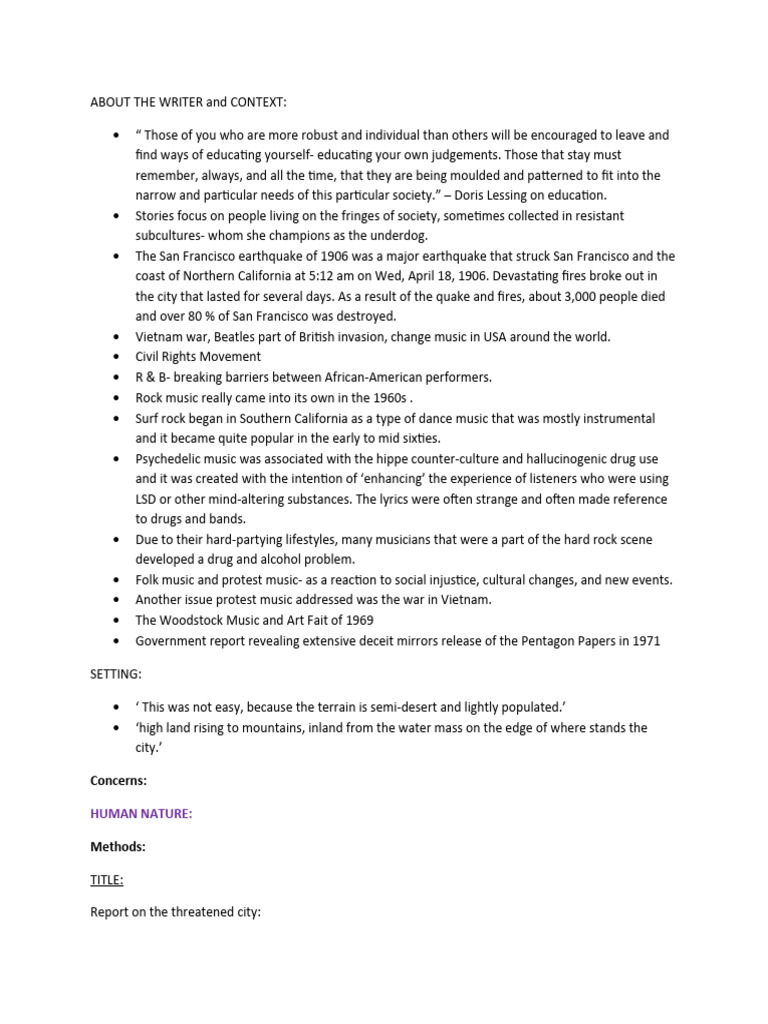 Report On The Threatened City | PDF | Rock Music | Hallucinogen