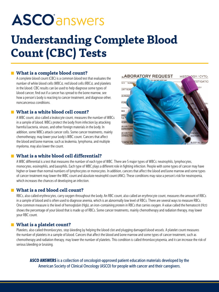 Asco Answers Blood Tests | PDF | White Blood Cell | Blood Cell