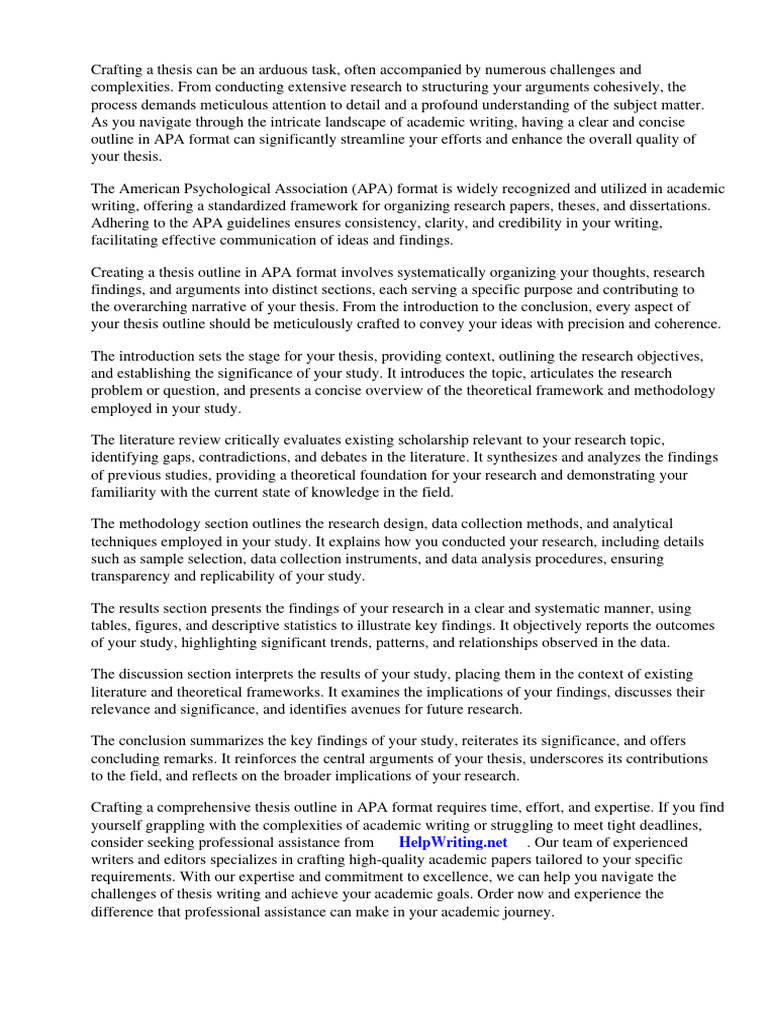 Thesis Outline Format Apa | Download Free PDF | Apa Style | Thesis