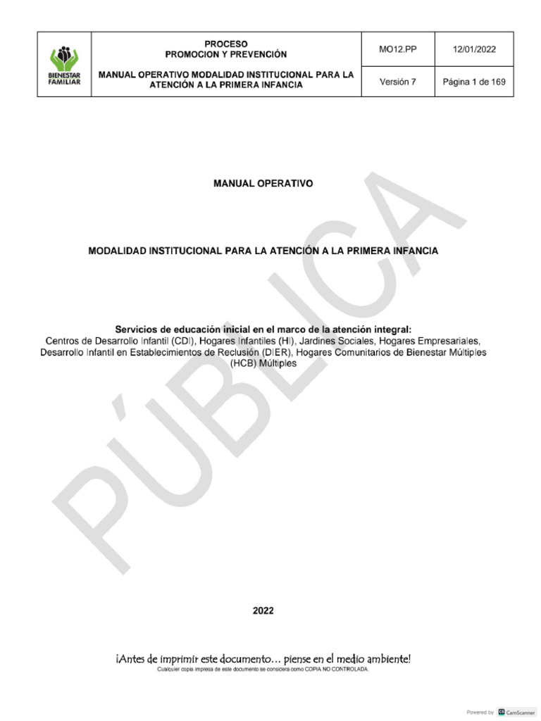Mo12.pp Manual Operativo Modalidad Institucional v7 | PDF
