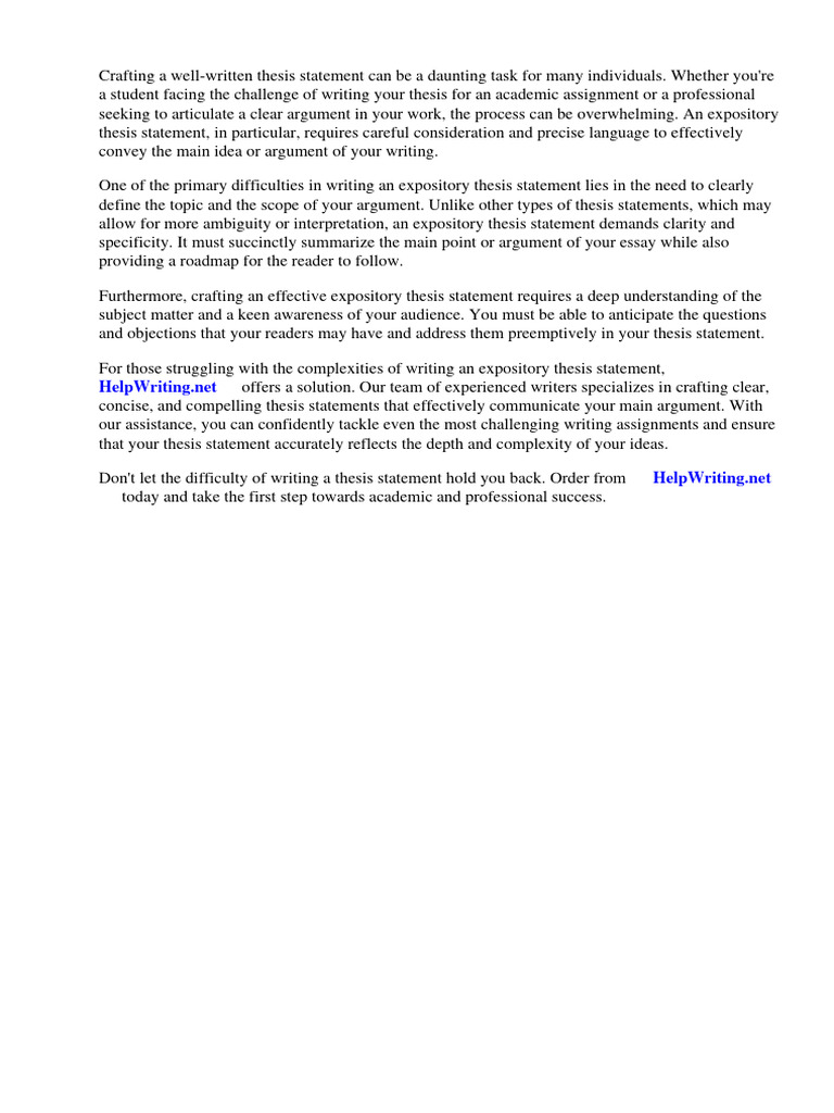 How To Write An Expository Thesis Statement | PDF