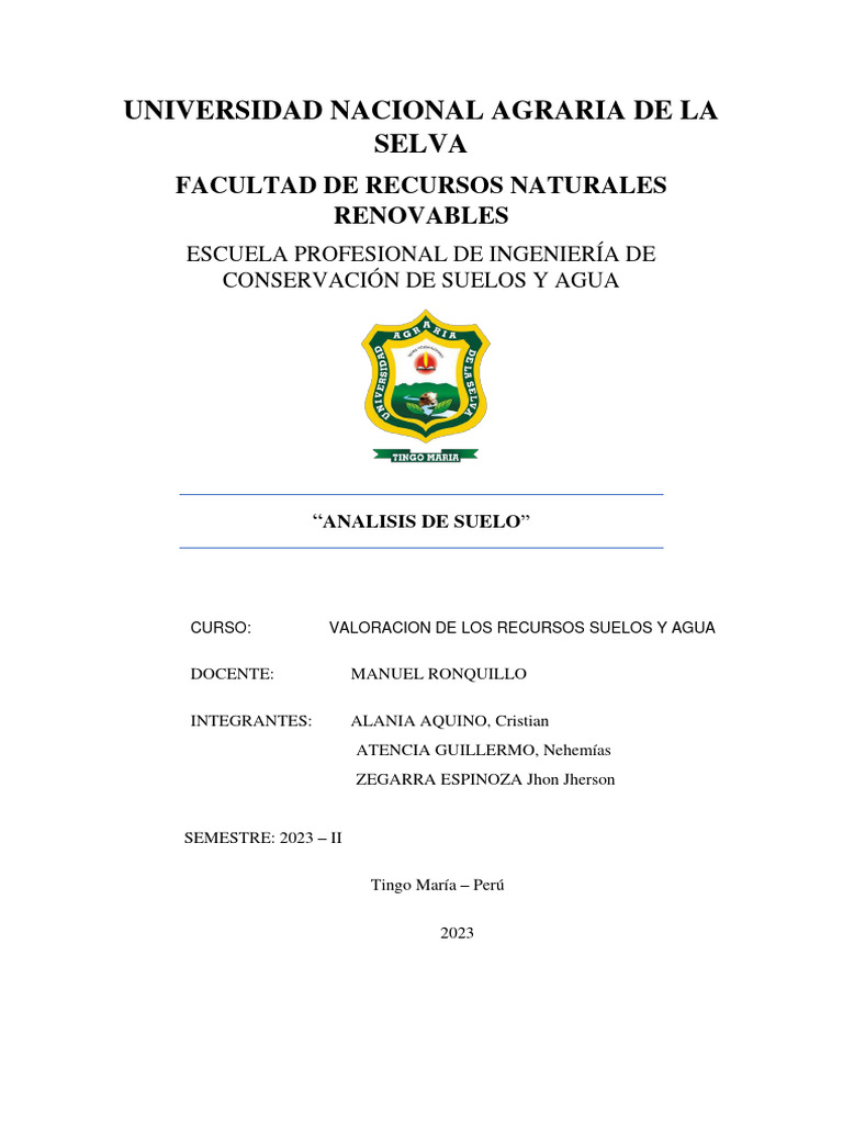 Analisis de Suelo Ofi1 | PDF | Suelo | Agua